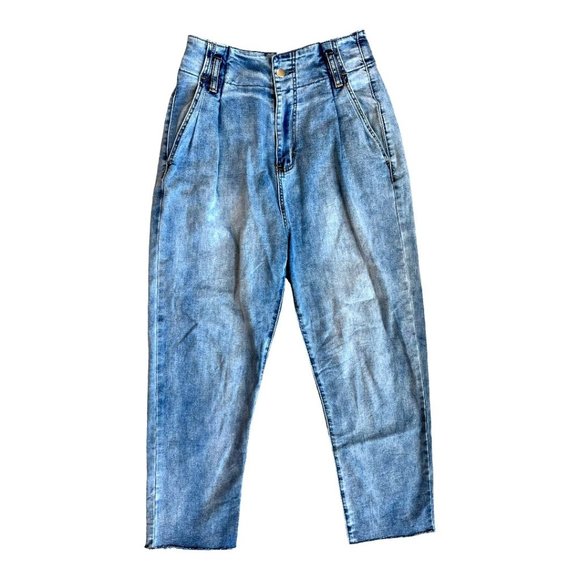 Aaron & Amber | Jeans | Aaron Amber High Rise Elastic Waist Pleated Mom ...